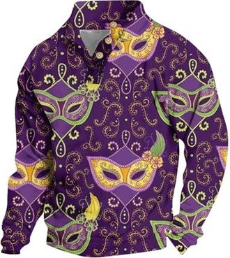 Generic Costume de carnaval pour homme - Sweat-shirt sans capuche - T-shirt dext&eacute;rieur avec col 1/4 - T-shirt &agrave; manches longues - Col montant - Pull de transi