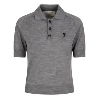Ami Femme, Tops, Gris, Taille: 38 FR Polo Ami de Coeur