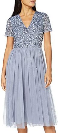 Maya Maya Berry Embellished Halter Neck Maxi Dress Robe de Demoiselle dhonneur, Bleu poudré, 52/ SIZE 24