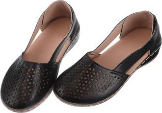 Frcolor Sandales à Talon Compensé Fermées pour Femme Chaussures Été Élégantes à Bout Fermé avec Découpes Respirantes Confortables et Durables Noir