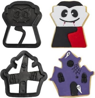 Decora 0255091 AUSSTECHER AUS KUNSTSTOFF VAMPIR 2-TLG. 6/8 X H 2,2 CM, Schwarz