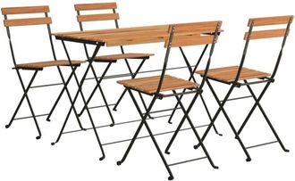 vidaXL Vidaxl - Ensemble de bistro pliable 5 pcs Bois dacacia solide et acier
