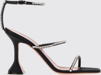 Amina Muaddi Gilda Kristallverzierte Satin-Sandalen mit ausgestelltem Absatz