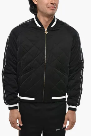 Palm Angels Quilted Bomber With Contrast Side Details Palm Angels
