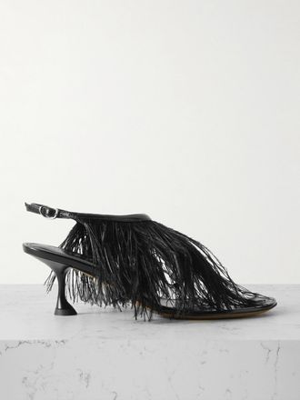 Proenza Schouler Sandales En Cuir &Agrave; Plumes Tee - Noir