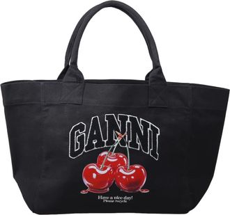 Ganni Femme, Sacs, Noir, Taille: ONE Size Medium Trapeze Shopper