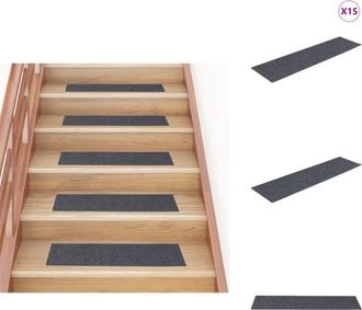 vidaXL Tapis descalier autocollants rectangulaire 15 pcs 76x20 cm - Tapis Descalier - Tapis Autocollant - Protection Escalier - Antidérapant - Tapisserie