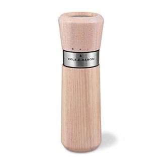 Cole & Mason H331906 Lyndhurst Salzmühle, Nordisches Weiß, Esche / Edelstahl, 185mm, Gourmet Precision+, Enthält 1 x Salzmühle