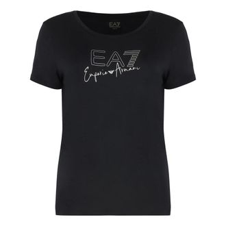 Emporio Armani Emporio Armani Ea7, Femme, Tops, Noir, Taille: 34 FR T-shirt &agrave; col rond en viscose