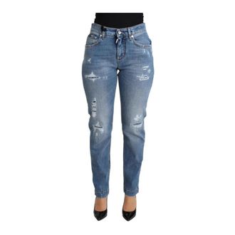 Dolce & Gabbana High Waist Skinny Tattered Jeans - - Jeans - Damen - Blau - 2XS