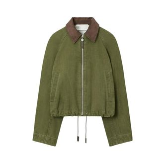 Tory Burch Veste Bombe en Denim - Femme - Vestes - Vert - Taille: 34 FR