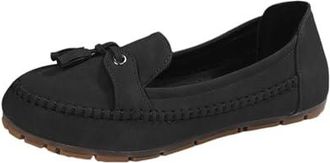 Generic Mocassins plats en cuir pour femme - Chaussures de loisirs l&eacute;g&egrave;res - Semelle souple - Chaussures de marche &eacute;l&eacute;gantes et confortables - Chaussures de c