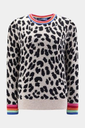 Zaubermond Strickpullover Zaubermond Strickpullover Leo-Muster mit Regenbogenb&uuml;ndchen - BEIGE