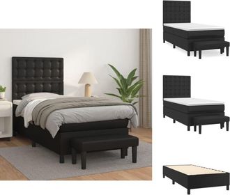 vidaXL Boxspringbett mit Matratze Schwarz 80x200 cm Kunstleder - Boxspringbett - Doppelbett - Bettenrahmen - Kunstlederbett - Schwarzes Bett