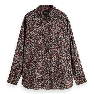 Scotch & Soda Damen Oversized Printed Shirt, Creatures of The Night Field Green, 42