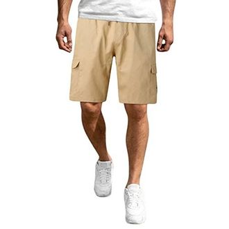 Generic Pantalon cargo d&eacute;t&eacute; pour homme 2026 - Jambe droite - Short de plage, kaki, S
