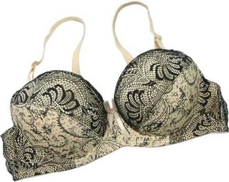 Generic CHJAN BCDE Soutien-gorge &agrave; lacets brod&eacute; grande taille pour femmes 34 36 38 40 42 soutien-gorge style impression lingerie f&eacute;minine, beige, D