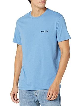 Nautica Short Sleeve Solid Crew Neck T-Shirt, Rivieria Bleu uni, XL Homme