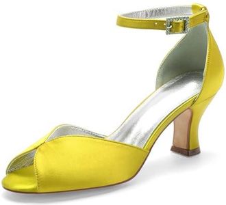 Generic Chaussures De Mariage Femme Mode Bout Ouvert Chaussures De Mariée Talons Bas Chaussures Mariage Sandales Talons Hauts 6.5Cm,Jaune,43 EU