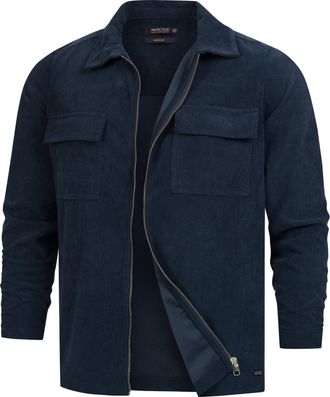 Indicode Herren INNemoto Zip Shirt Hemd mit Rei&szlig;verschluss | Herrenhemd Freizeithemd f&uuml;r M&auml;nner Sky Captain, XXL