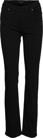 Vero Moda Damen VMDAF MR Straight VI1137 NOOS Jeans, Black, One Size