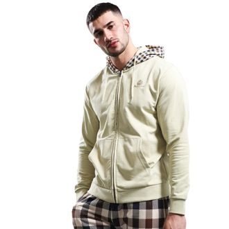 Aquascutum Active Fz Club Check Hood Beige Kapuzenjacke Mit Rei&szlig;verschluss