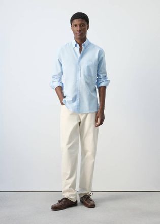 Mango Chemise Oxford l&eacute;g&egrave;re 100 % coton regular-fit bleu ciel - Homme - XXL - MANGO MAN