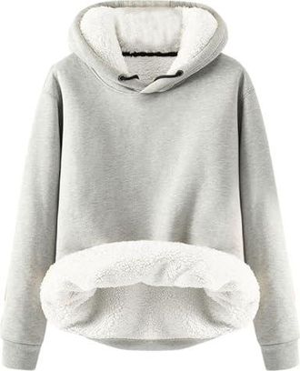 Generic Sweat &agrave; capuche doubl&eacute; en polaire pour femme avec doublure en laine Sherpa - Tenue &eacute;paisse pour lautomne 2025 - Graphique &eacute;pais - Tendance - Doux - Go