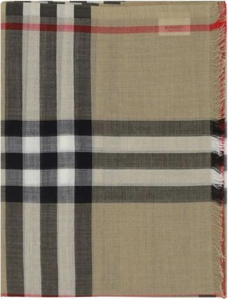 Burberry Femme, Accessoires, Beige, Taille: ONE Size &Eacute;charpe Iconique en Soie et Laine &agrave; Carreaux