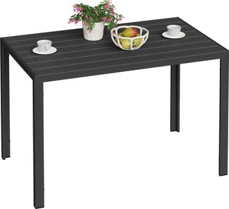 Woltu Gartentisch, Balkontisch Aluminium WPC, Tisch eckig für 8-10 Personen, Esstisch Outdoor, Terassentisch, 116x74x70 cm, Schwarz