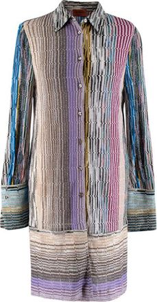 Missoni metallic knit button down shirt dress Size XS