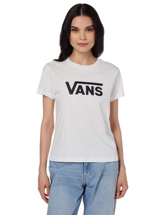 Vans Wm Drop V Ss Crew T-Shirt für Damen, Weiß-Schwarz, XS