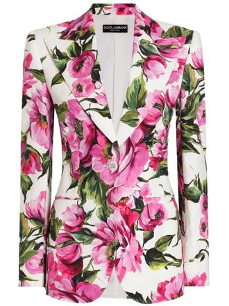 Dolce & Gabbana blazer à fleurs imprimées - Blanc