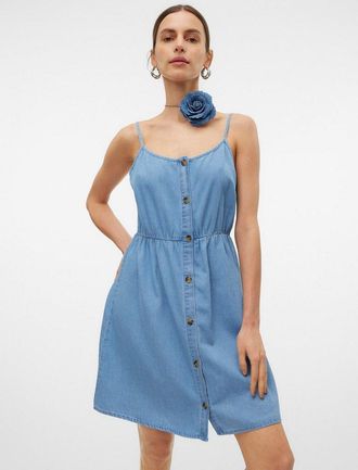 Vero Moda Jeanskleid VMFLICKA STRAP SHORT DRESS LCS Baumwolle, regular fit, verstellbare Tr&auml;ger