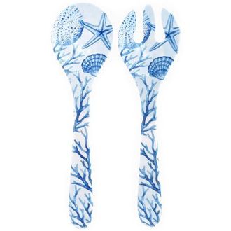 Les Jardins de la Comtesse Couverts &agrave; salade en m&eacute;lamine Corail 33 cm - Collection Piana