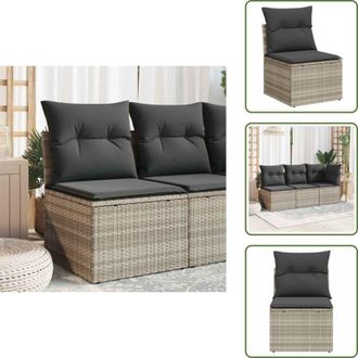 vidaXL The Living Store Gartensofa ohne Armlehnen mit Kissen Hellgrau Poly Rattan - Outdoor M&ouml;bel - Gartengestelle - Lounge Sofa - Gartenstuhl - Rattan