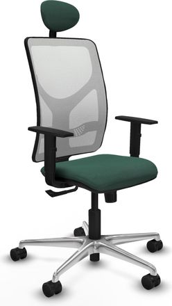 Piqueras y Crespo B&uuml;rostuhl, gr&uuml;n, mit 1D-Armlehnen, h&ouml;henverstellbarer Lendenwirbelst&uuml;tze und festem Kopfteil, ausgestattet mit Sincro 3 Positionen und Schneideschaum,