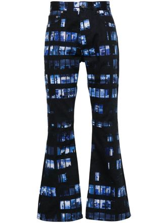 Off-white jean &eacute;vas&eacute; &agrave; imprim&eacute; Windows - Noir