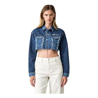 Karl Lagerfeld Femme, Vestes, Bleu, Taille: 40 FR Veste en jean courte