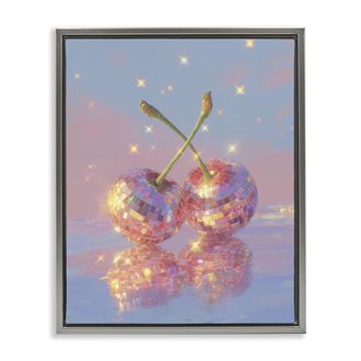 Stupell Industries Ziwei Li Disco Cherry Reflection Leinwandbild, gerahmt, Schwarz, 78 x 63 cm