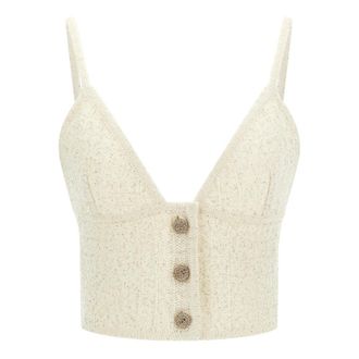 Alessandra Rich Sequin Crop Stricktop - - Tops - Damen - Wei&szlig; - XS