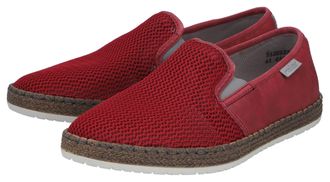 Rieker Espadrille RIEKER, Herren, Gr. 44, dunkelrot, grau, Nubuklederimitat, Textil, unifarben mit Farbeinsatz, Schuhe Slipper, Sommerschuh, Slipper, Freizei