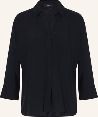 OPUS Hemdbluse Flavena Im Materialmix Mit 3/4-Arm blau