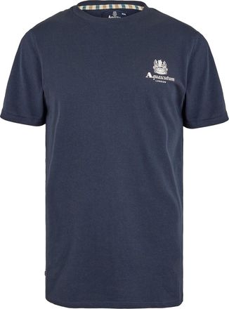 Aquascutum London T-Shirt f&uuml;r Herren, Rundhalsausschnitt (Marine/Wei&szlig;)