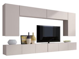 Mirjan24 Moderne Wohnwand Calabrini XIII, Anbauwand, Mediawand, H&auml;ngeschrank, TV Lowboard, Wandregal, Fernsehschrank, Wohnzimmerschrank (Cashmere)