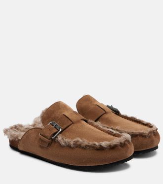 Brunello Cucinelli Mules en daim et shearling