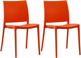 Clp Lot de 2 chaises de jardin Meton Orange