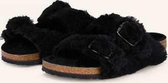 Birkenstock Pantoletten Arizona Big Buckle Shearling Teddy schwarz