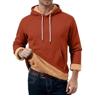 Generic Sweat &agrave; capuche pour homme - Cordon de serrage - T-shirt &agrave; manches longues - Couleur unie - Sweat &agrave; capuche doubl&eacute; - Confortable - Pull en polaire d&eacute;c