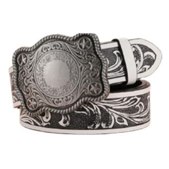 Generic Ceinture Femme &Agrave; Motif Floral Grav&eacute;, Style Western, 110 Cm/43 Pouces, Boucle Tendance Et D&eacute;contract&eacute;e, Id&eacute;ale Avec Jeans, Pantalons Ou Robes. Taille A